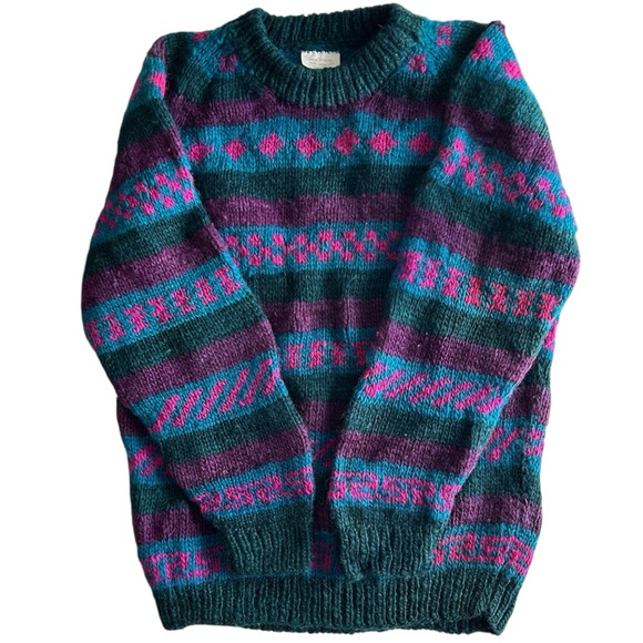 Unbranded | Sweaters | Hand Knit Jewel Tone Heavyweight Chunky Wool ...